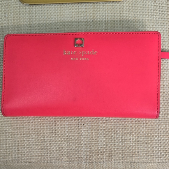 kate spade | Bags | Kate Spade Pink Wallet With Gold Spade Logo | Poshmark